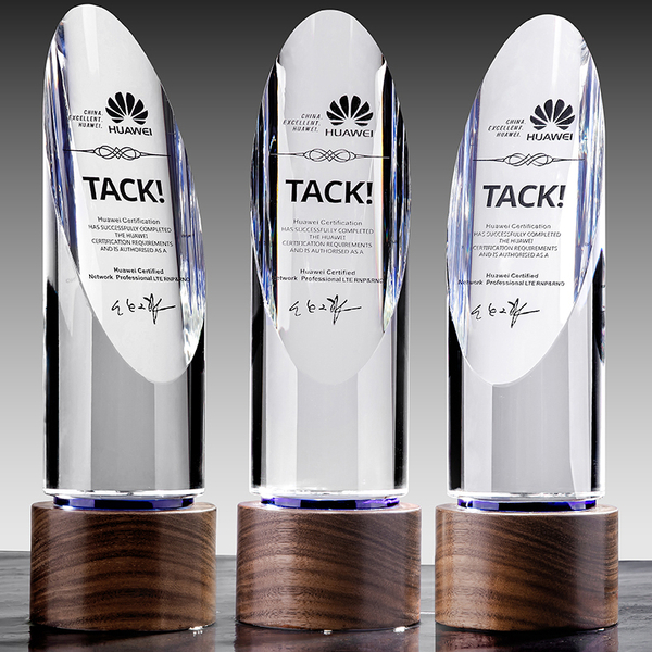 Solid Wood Crystal Column Commemorative Trophy - Medals Award