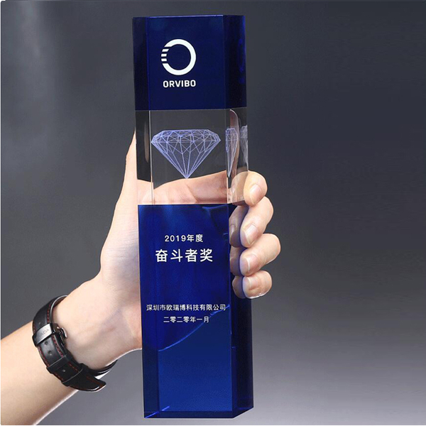 Diamond Square Pillar Crystal Trophy - Medals Award