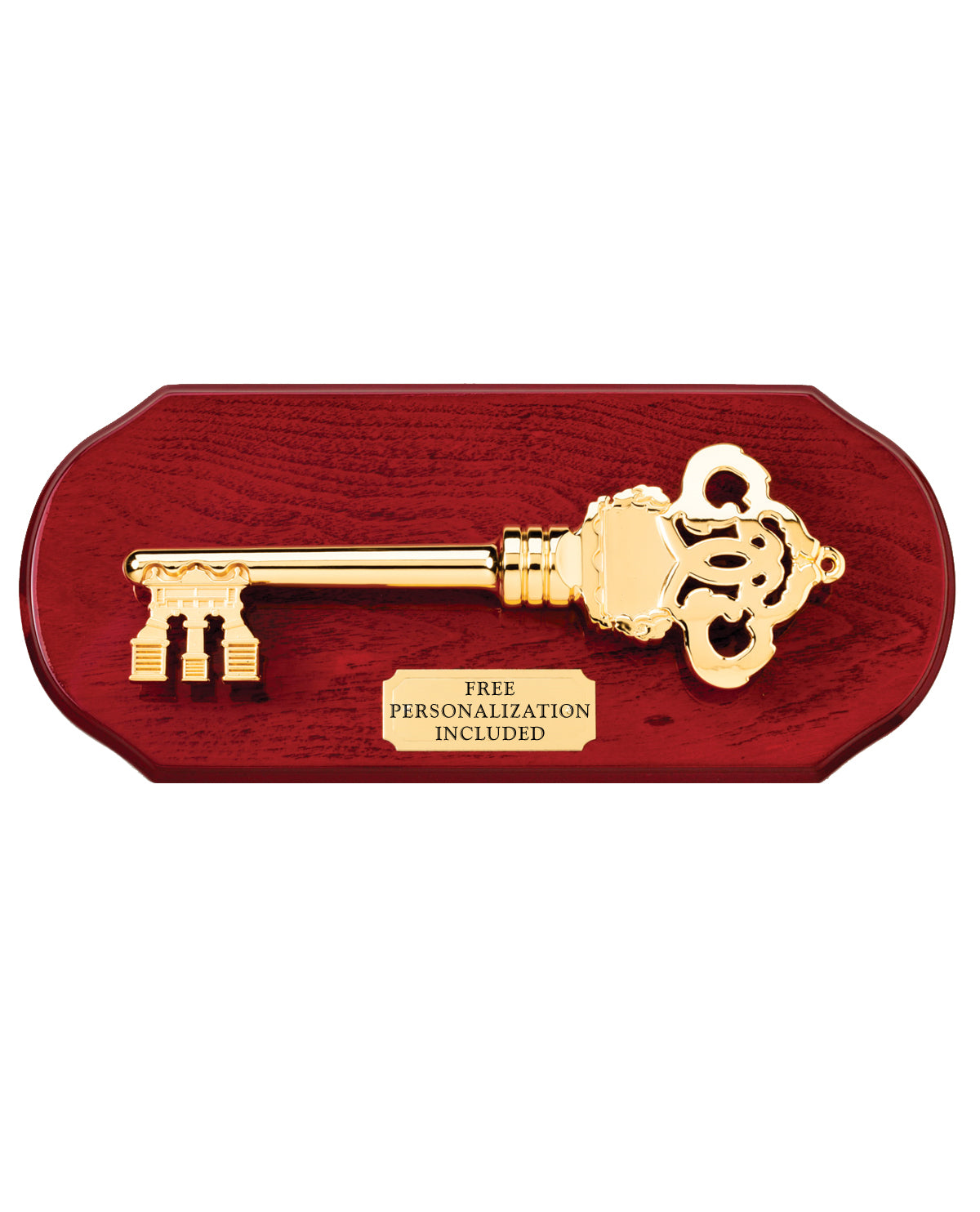 Gold Key On Cherry Wood Plaque - Medals Award