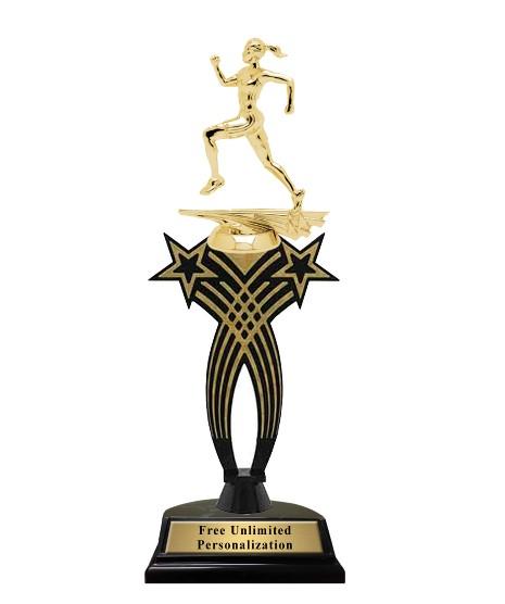 Black Crossed Star Track Trophy - Medals Award