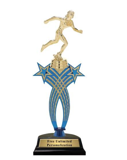 Blue Crossed Star Track Trophy - Medals Award