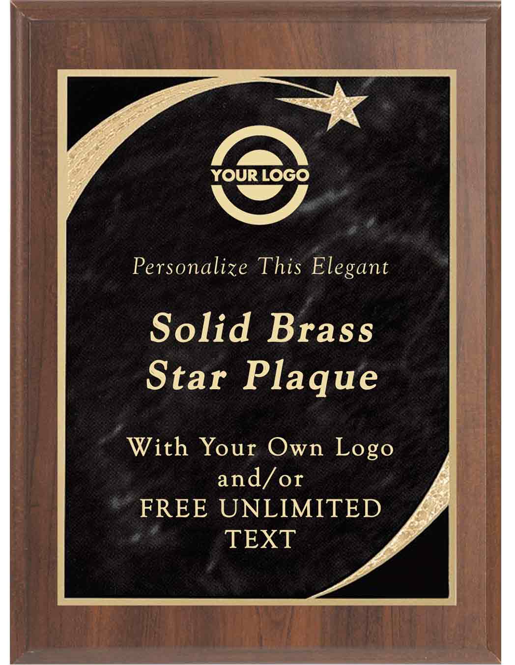 Laser Engraved Premium Sweeping Star Plaque - Medals Award