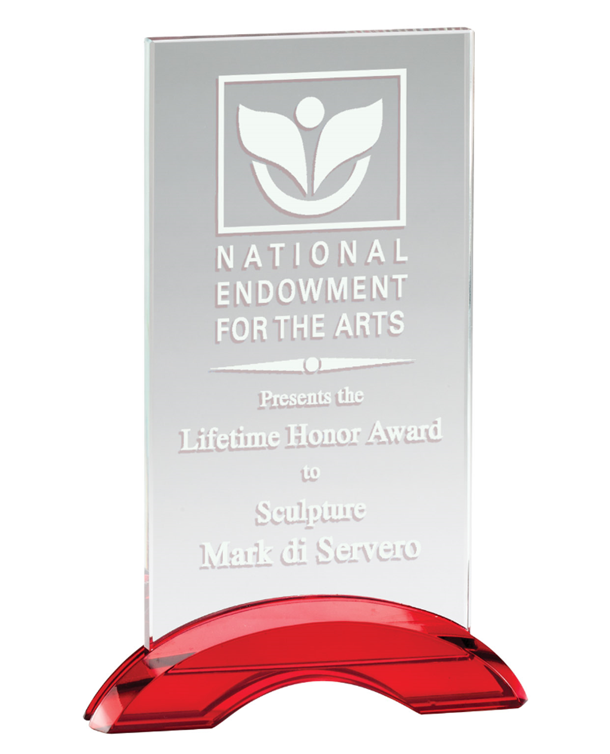 Rectangle Glass With Red Base - Medals Award