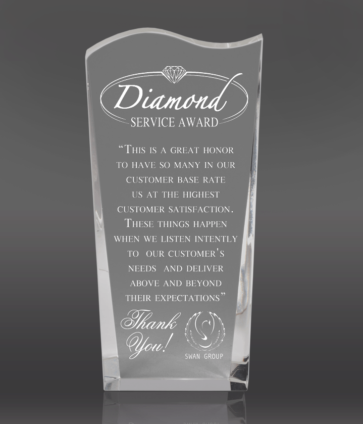 Wedge with Wave Crystal Award - Medals Award