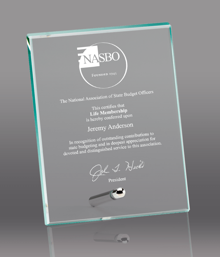 Laser Engraved Standing Glass Plaque - Medals Award