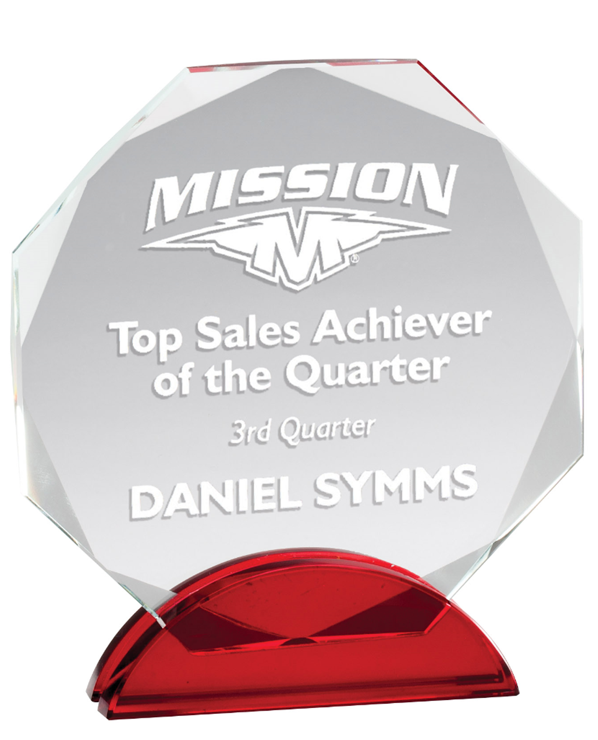 Octagon Glass With Red Base - Medals Award