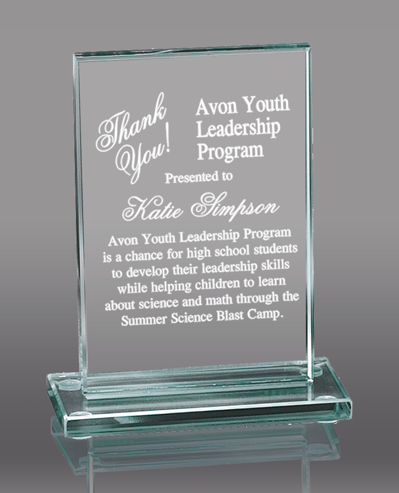 Laser Engraved Rectangle Glass Trophy - Medals Award