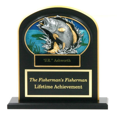 Bass Fishing Burst Thru Award StandUp Plaque - Medals Award
