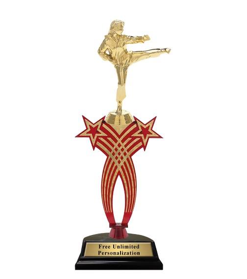 Red Crossed Star Martial Arts Trophy - Medals Award