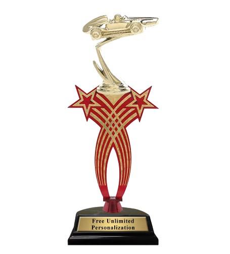 Red Crossed Star Pinewood Derby Trophy - Medals Award