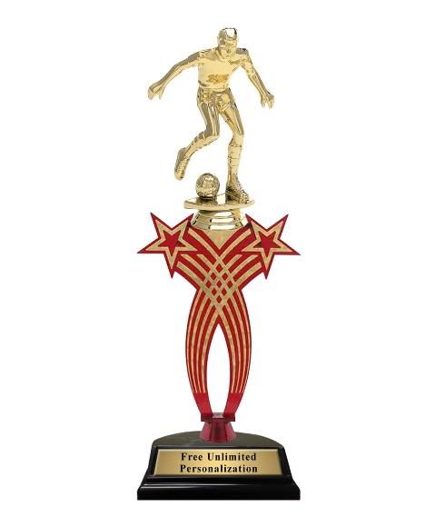 Red Crossed Star Soccer Trophy - Medals Award