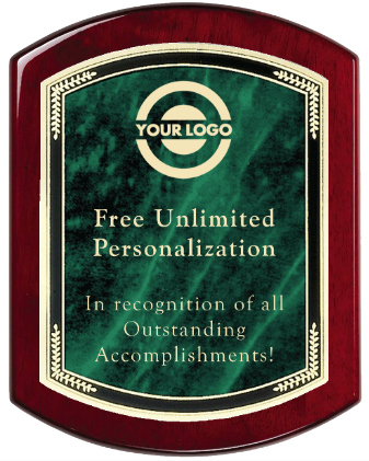 Laser Engraved Rosewood Plaque with Wreath Border Green Marble Plate ...