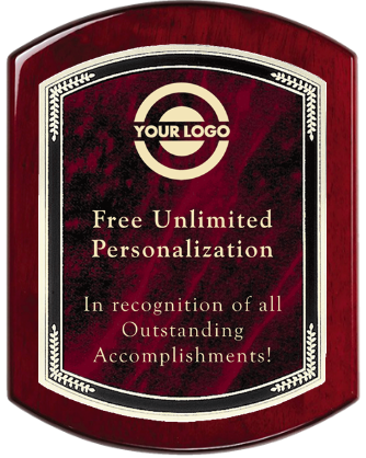 Laser Engraved Rosewood Plaque with Wreath Border Red Marble Plate ...